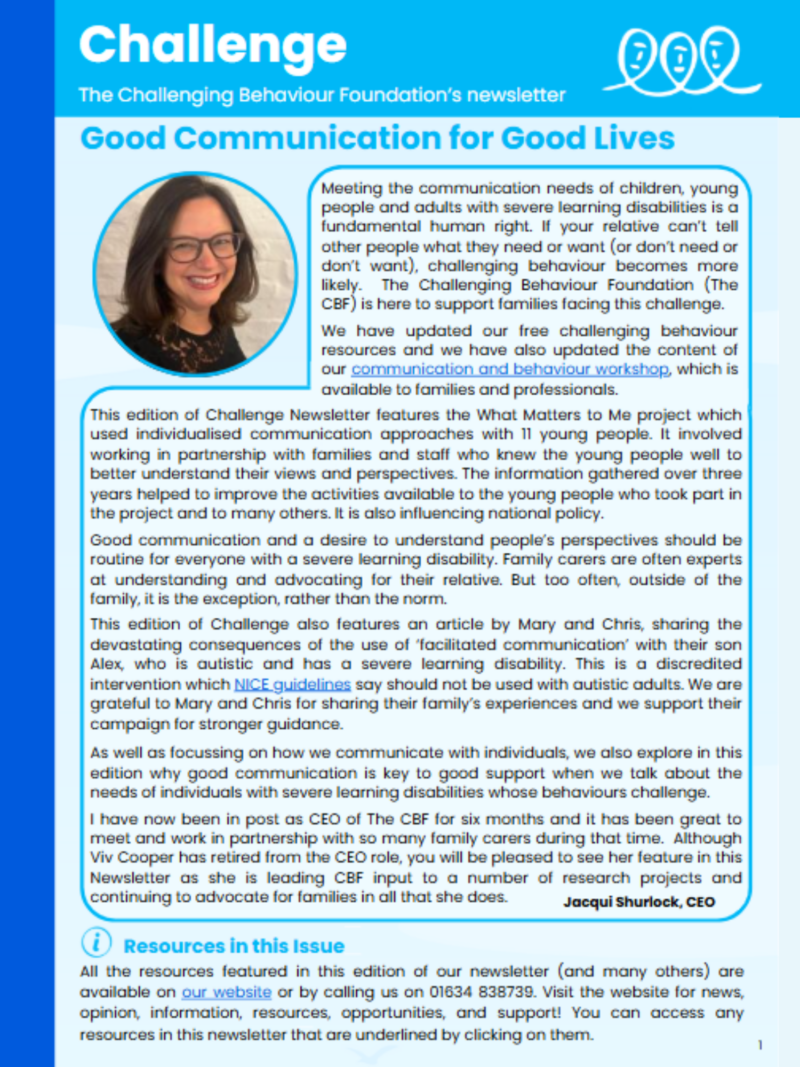 Challenge Newsletter Summer 2025 - Challenging Behaviour Foundation